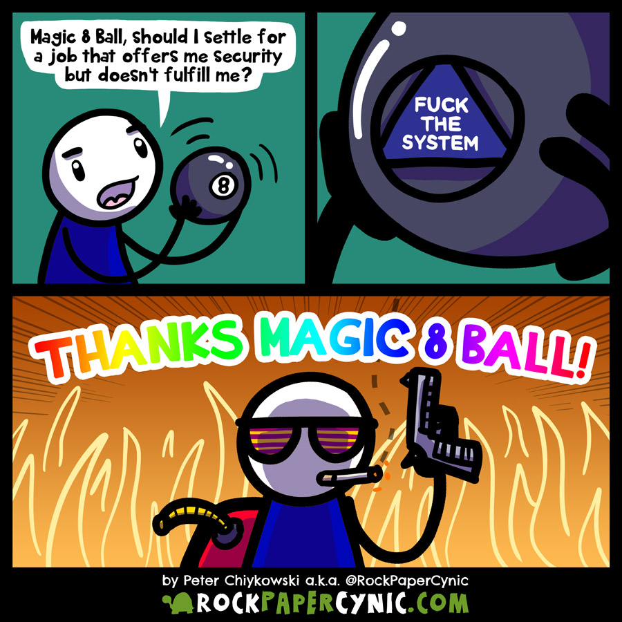 The Magic 8 Ball will solve all your problems - a Rock Paper Cynic comic
